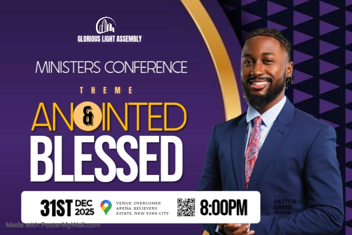 Purple Ministers Conference Poster Template | PosterMyWall
