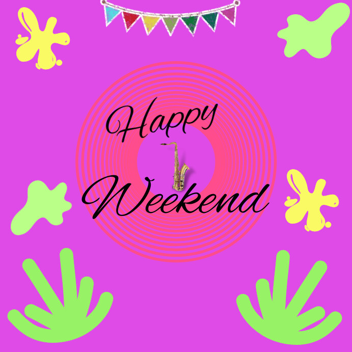 Purple mix happy weekend template | PosterMyWall