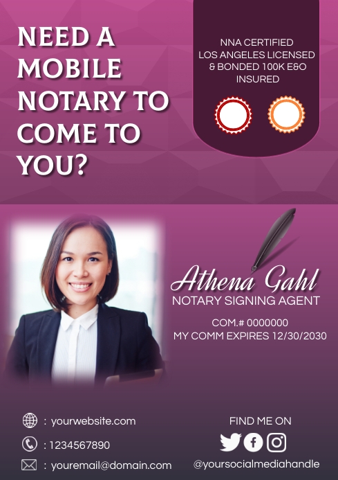 Purple Mobile Notary Service Poster Template | PosterMyWall