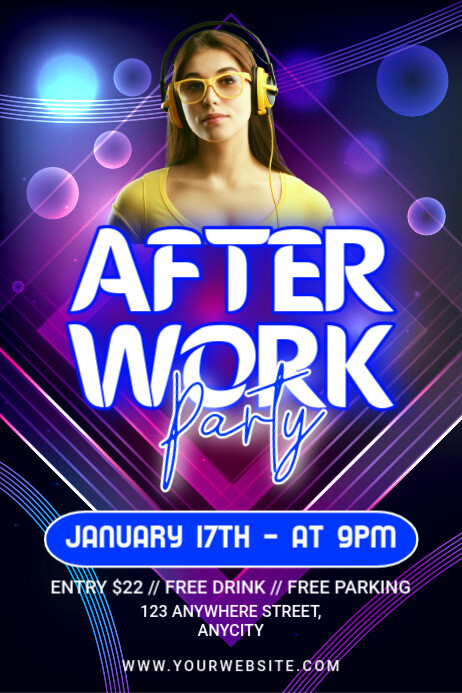 Purple Modern & Minimal After Work Party Poster Template | PosterMyWall