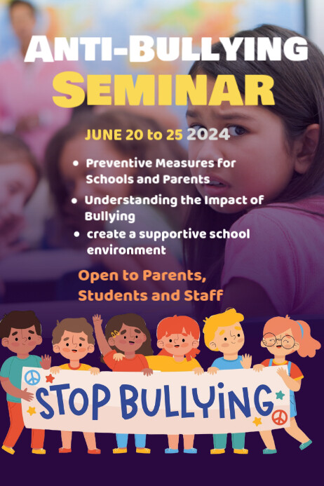 Modèle Purple Modern & Minimal Anti Bullying Seminar Poster | PosterMyWall