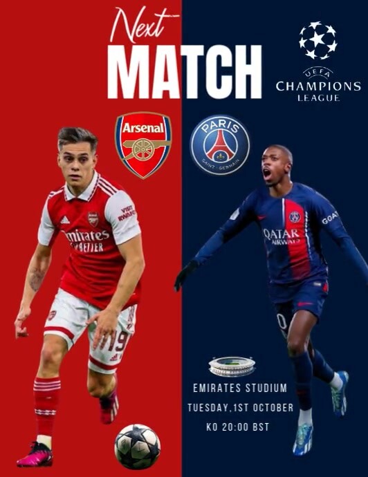 Purple Modern & Minimal Arsenal Vs Psg Flyer (us Letter) Template ...