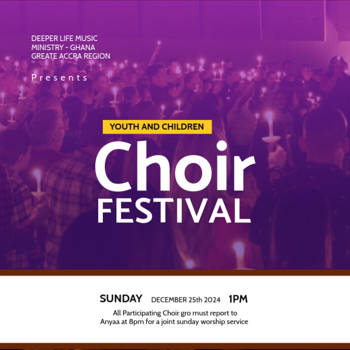 Purple Modern & Minimal Choir Instagram Post Template | PosterMyWall