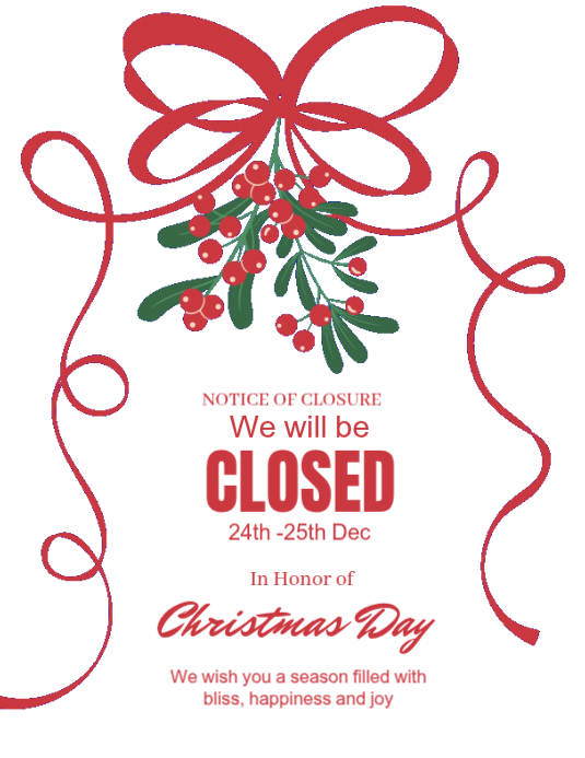 Plantilla de Purple Modern & Minimal Christmas Closure Notice 2025 ...