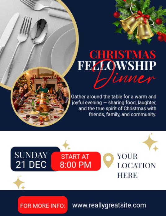 Purple Modern & Minimal Christmas Fellowship Dinner Flyer (us Letter ...