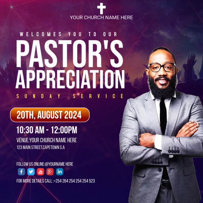 Copy of Purple Modern & Minimal Church Pastors Appreciation Sunday ...