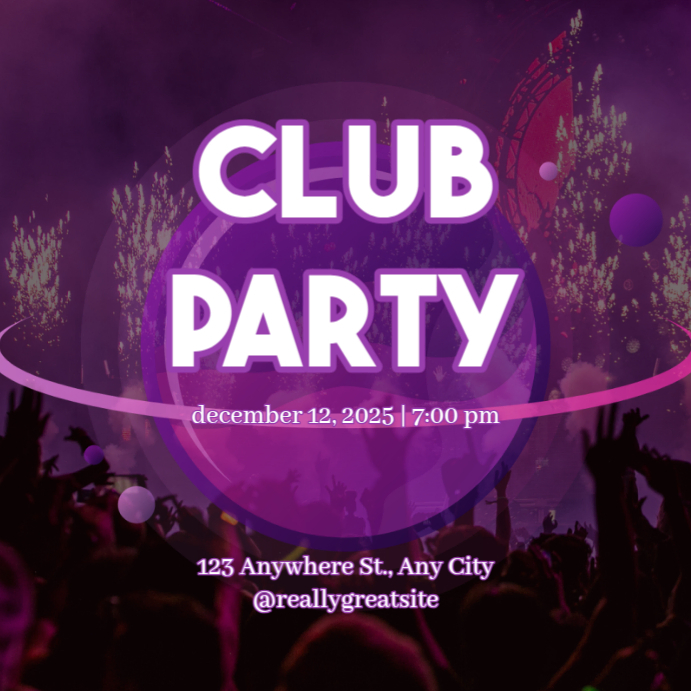 Purple Modern & Minimal Club Party 2025 Instagram Post Template ...