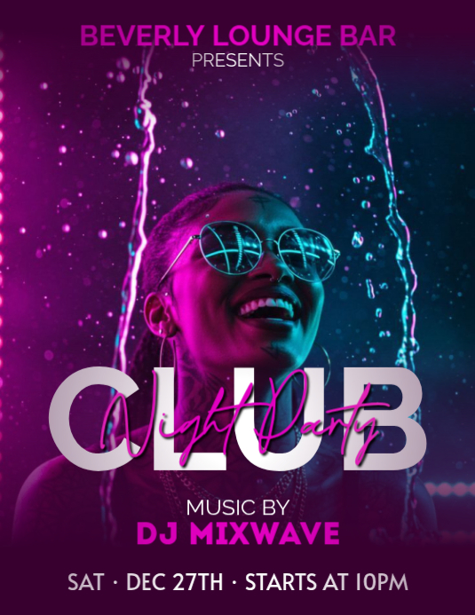 Purple Modern & Minimal Club Party Flyer Flyer (us Letter) Template ...