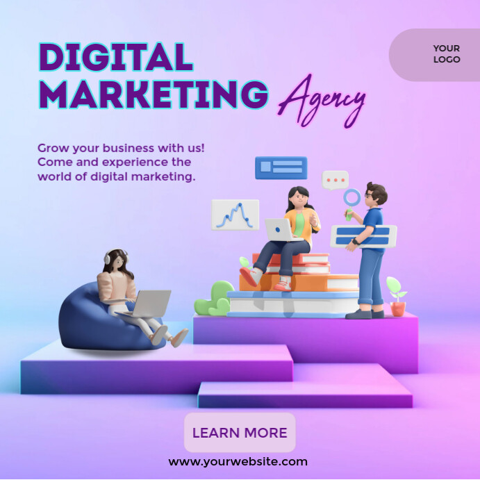 Purple Modern & Minimal Digital Marketing Pos Instagram Template ...