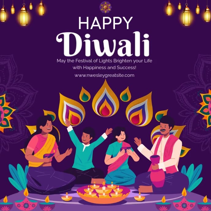 Copy of Purple Modern & Minimal Diwali Square (1:1) | PosterMyWall