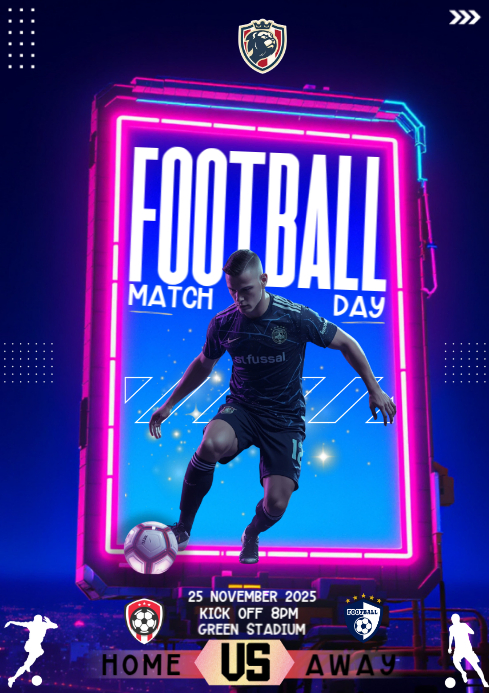 Purple Modern & Minimal Football Match Day Schedule A4 Template ...