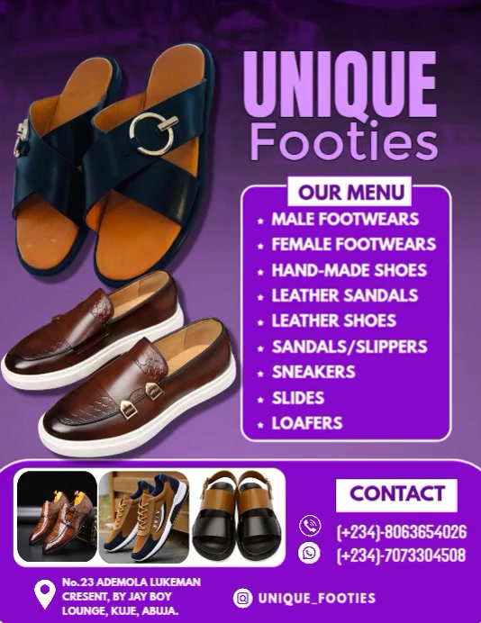 Purple Modern & Minimal Footwear Flyer Template Flyer (us Letter ...