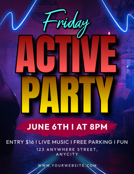 Copy of Purple Modern & Minimal Friday Active Party Pamflet (letter As ...