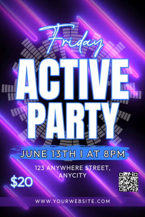 Copy of Purple Modern & Minimal Friday Active Party Poster | PosterMyWall