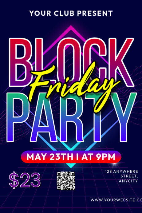 Copy of Purple Modern & Minimal Friday Block Party Poster | PosterMyWall