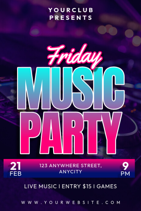 Copy of Purple Modern & Minimal Friday Music Party Poster | PosterMyWall