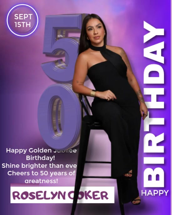 Purple Modern & Minimal Golden Jubilee Birthday Instagram Portrait ...