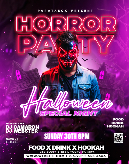 Purple Modern & Minimal Halloween Horror Party Poster/wallboard ...