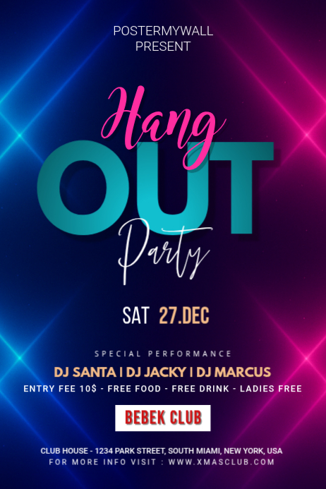 Purple Modern & Minimal Hangout Party Poster Template | PosterMyWall