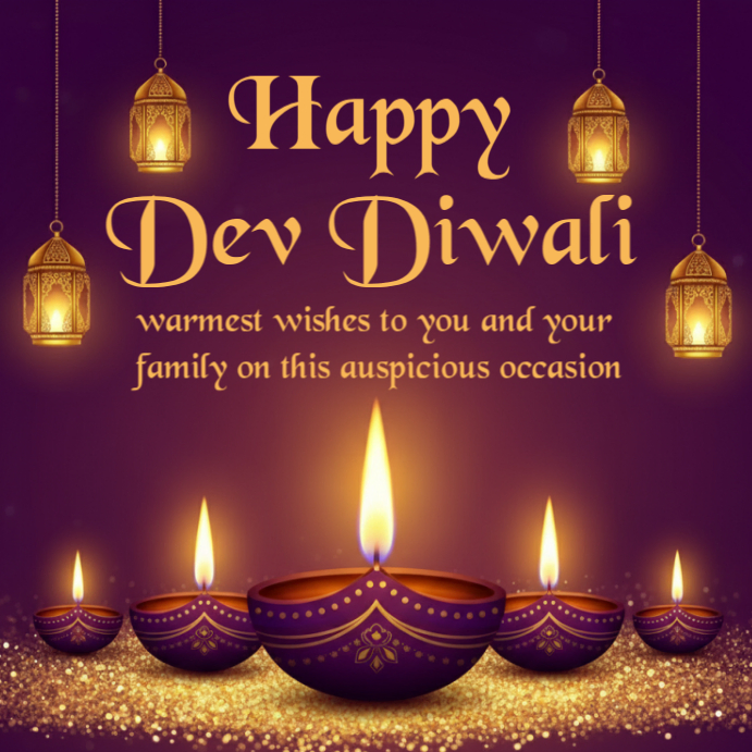 Purple Modern & Minimal Happy Dev Diwali Instagram Post Template | PosterMyWall