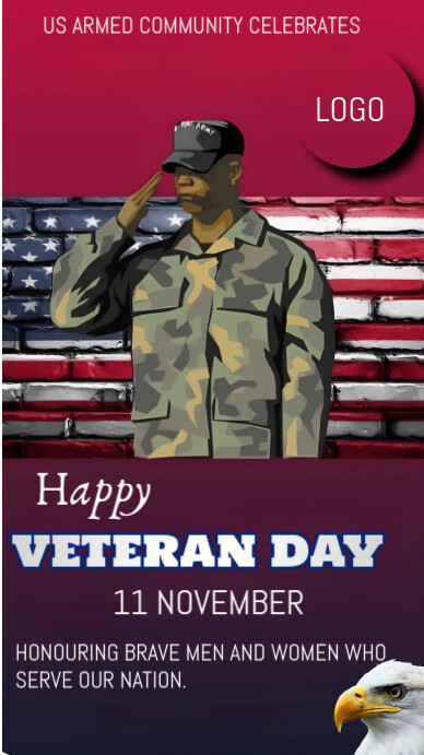 Plantilla de Purple Modern & Minimal Happy Veteran Day Whatsapp Status ...