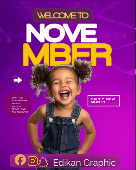 Plantilla de Purple Modern & Minimal Hello November Template Instagram ...