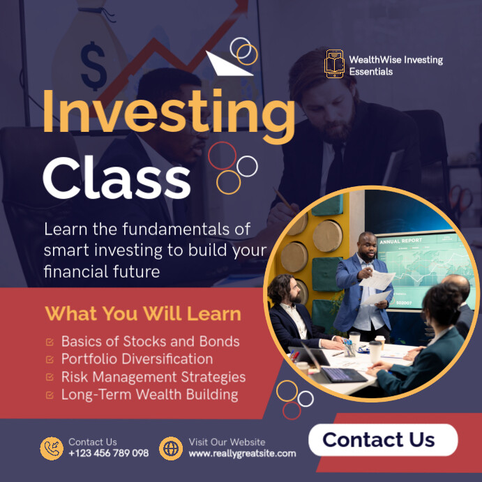 Plantilla de Purple Modern & Minimal Investing Class Instagram Post ...