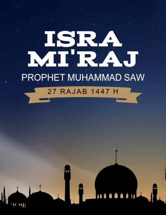 Plantilla de Purple Modern & Minimal Isra Mi'raj Pamflet (letter As ...