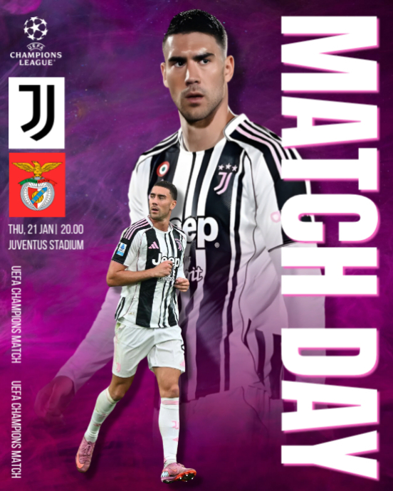 Modello Purple Modern & Minimal Juventus Match Day Uefa Champions ...