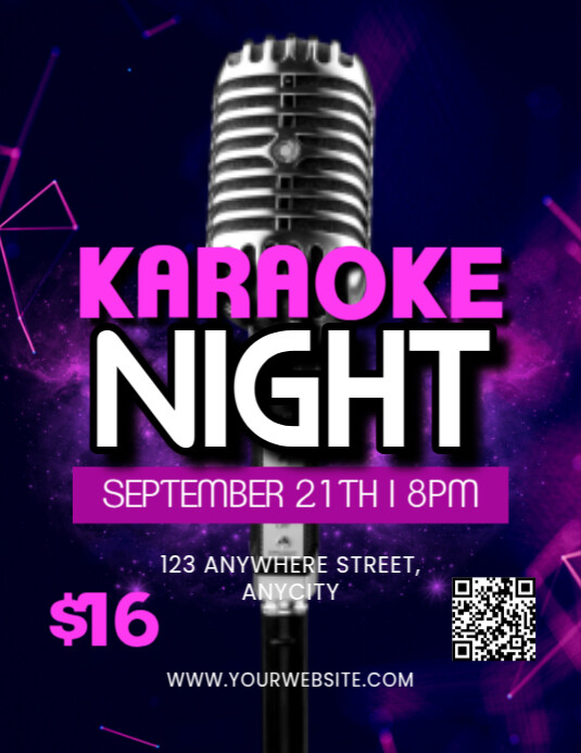 Purple Modern & Minimal Karaoke Night Pamflet (letter As) Template ...