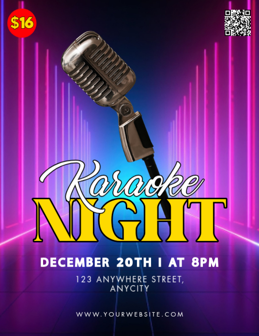 Purple Modern & Minimal Karaoke Night Pamflet (letter As) Template ...