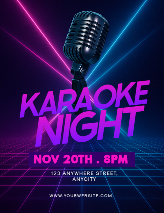 Purple Modern & Minimal Karaoke Night Pamflet (letter As) Template ...