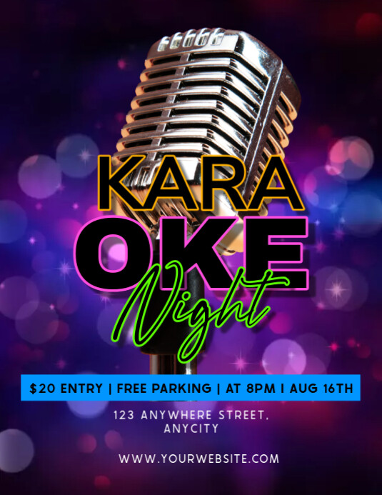 Purple Modern & Minimal Karaoke Night Pamflet (letter As) Template ...