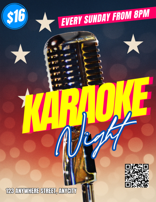 Purple Modern & Minimal Karaoke Night Pamflet (letter As) Template ...