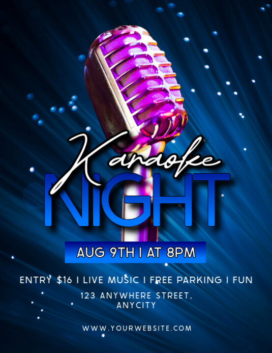 Purple Modern & Minimal Karaoke Night Pamflet (letter As) Template ...
