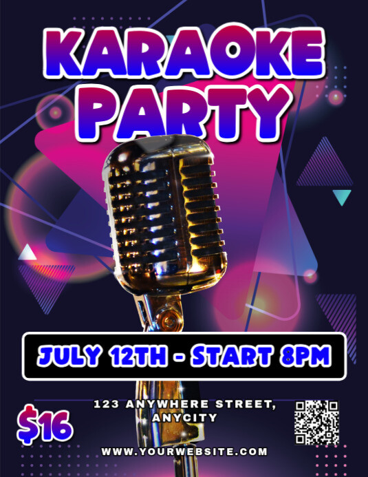 Purple Modern & Minimal Karaoke Party Pamflet (letter As) Template ...
