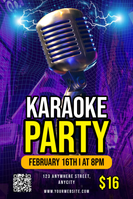Purple Modern & Minimal Karaoke Party Poster Template | PosterMyWall