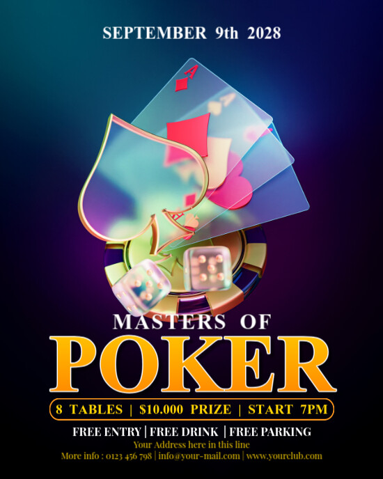 Purple Modern & Minimal Master Poker Instagram Portrait Template | PosterMyWall