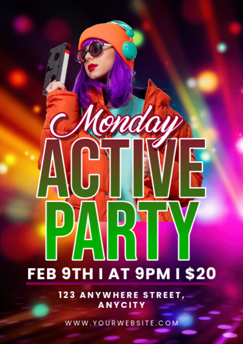 Copy of Purple Modern & Minimal Monday Active Party A2 | PosterMyWall