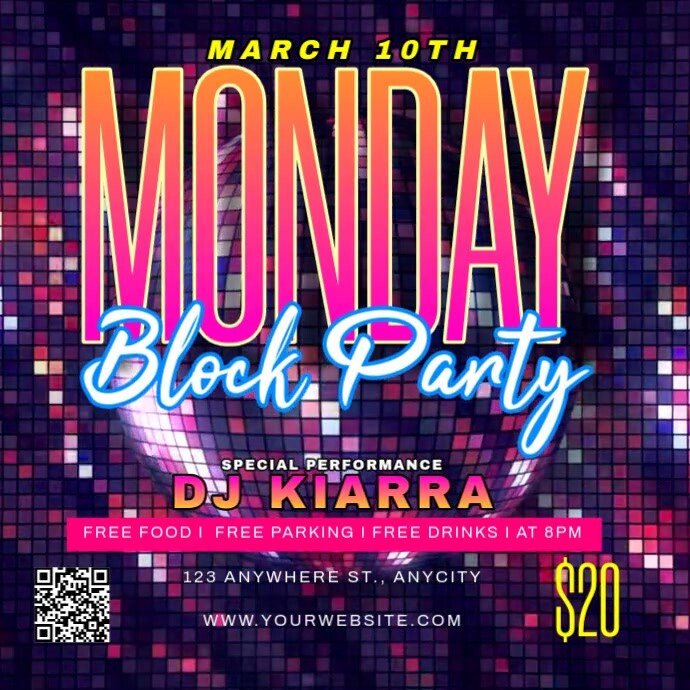 Copy of Purple Modern & Minimal Monday Block Party Pos Instagram ...