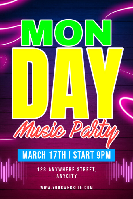 Purple Modern & Minimal Monday Music Party Poster Template | PosterMyWall