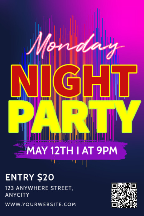 Purple Modern & Minimal Monday Night Party Poster Template | PosterMyWall