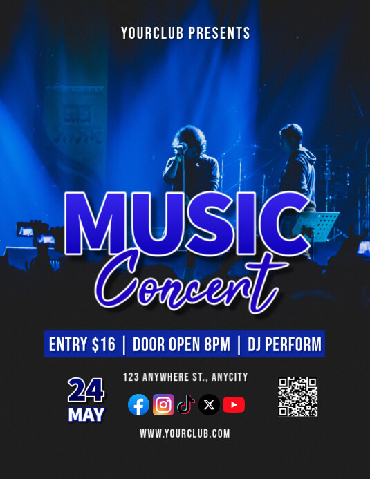 Copy of Purple Modern & Minimal Music Concert Pamflet (letter As ...