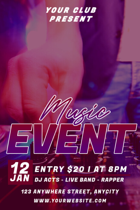 Purple Modern & Minimal Music Event Poster Template | PosterMyWall