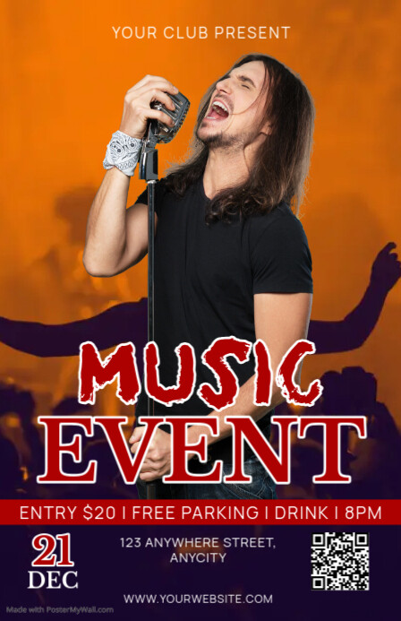 Purple Modern & Minimal Music Event Tabloid Template | PosterMyWall