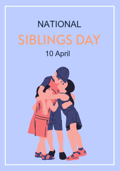 Purple Modern & Minimal National Siblings Day Design Template A5 ...