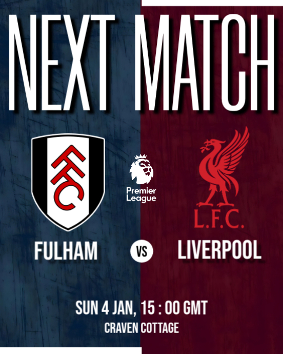 Purple Modern & Minimal Next Match Liverpool Vs Fulham Instagram ...