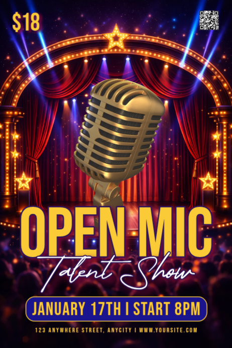 Purple Modern & Minimal Open Mic Talent Show Poster Template | PosterMyWall