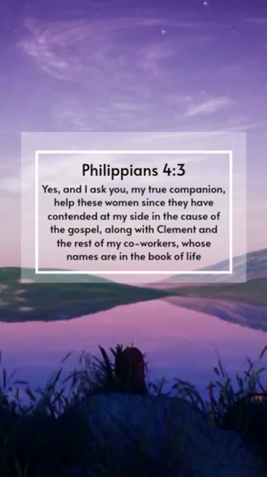 Purple Modern & Minimal Philippians 4:3 Instagram Story Template ...