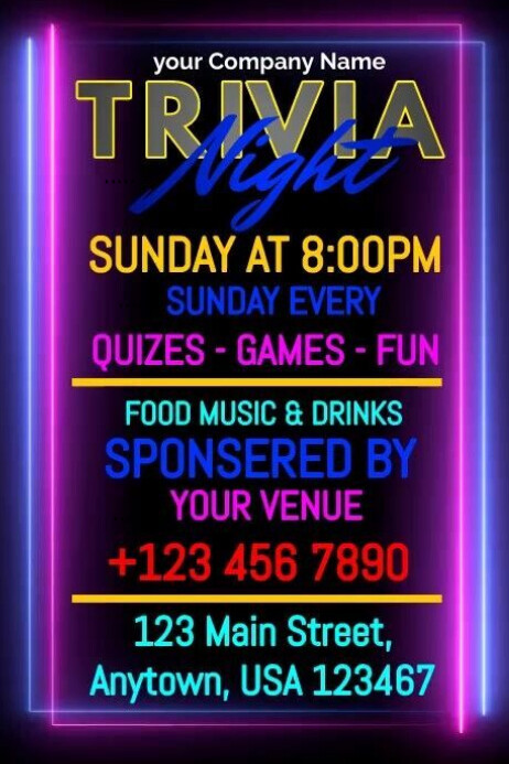 Copy of Purple Modern & Minimal Quiz And Trivia Nights Flyers Poster ...